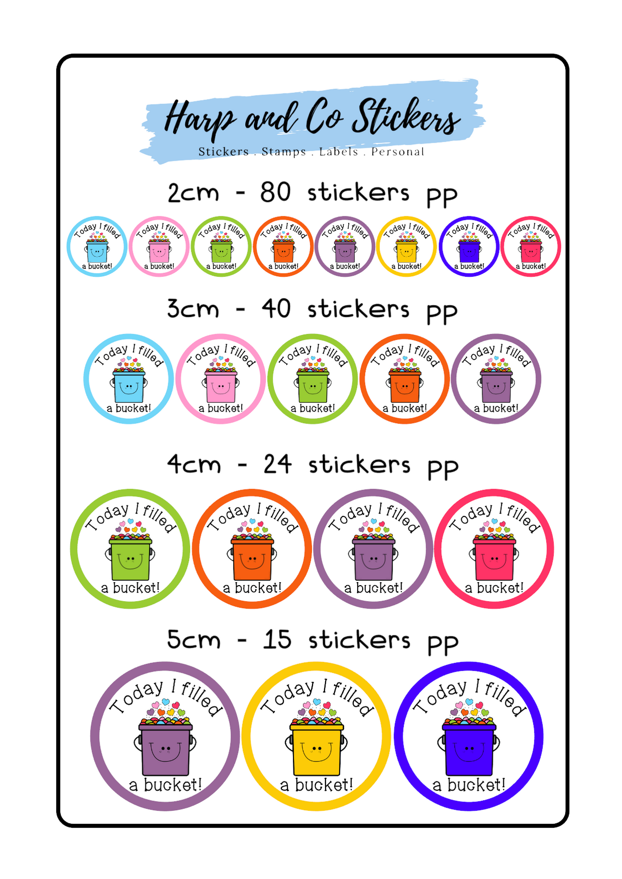 Bucket Fillers — Harp & Co Stickers
