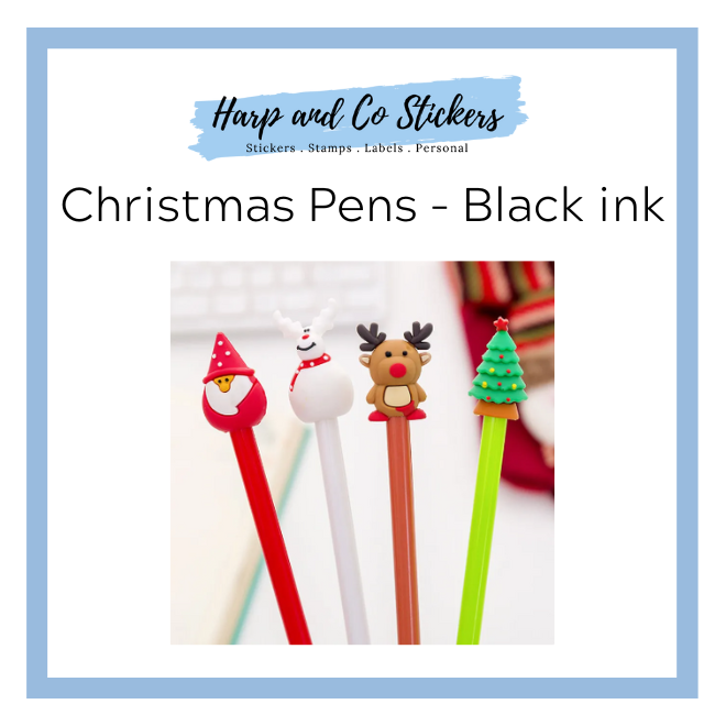 Christmas Pens (Black ink) - Assorted Designs — Harp & Co Stickers