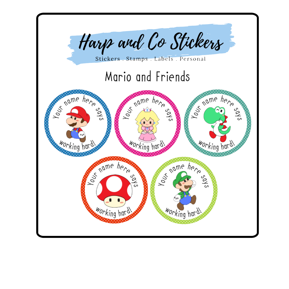Mario and Friends — Harp & Co Stickers