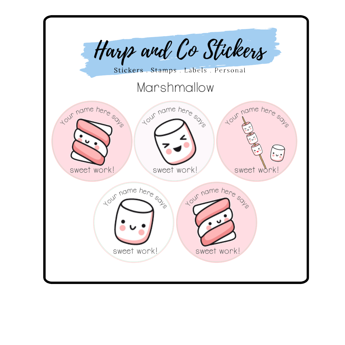 Marshmallows — Harp & Co Stickers
