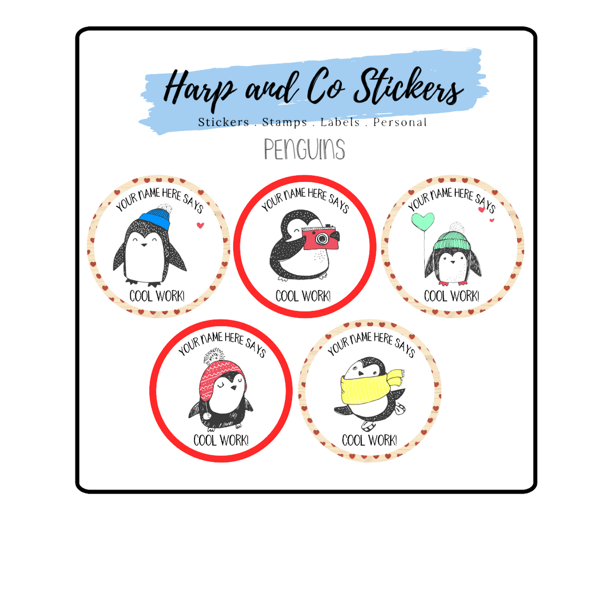 Stickers - 2, 3, 4 or 5cm — Harp & Co Stickers