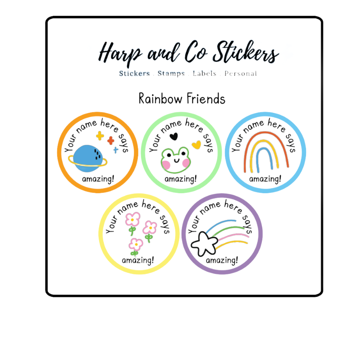 Rainbow Friends — Harp & Co Stickers
