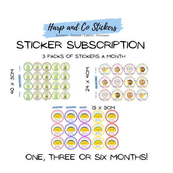 Personalised Sticker Subscription Pack — Harp & Co Stickers