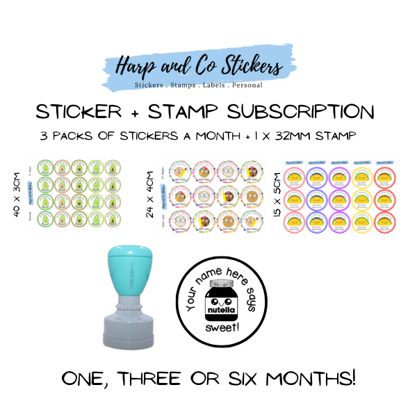 Personalised Sticker and Stamp Subscription Pack — Harp & Co Stickers