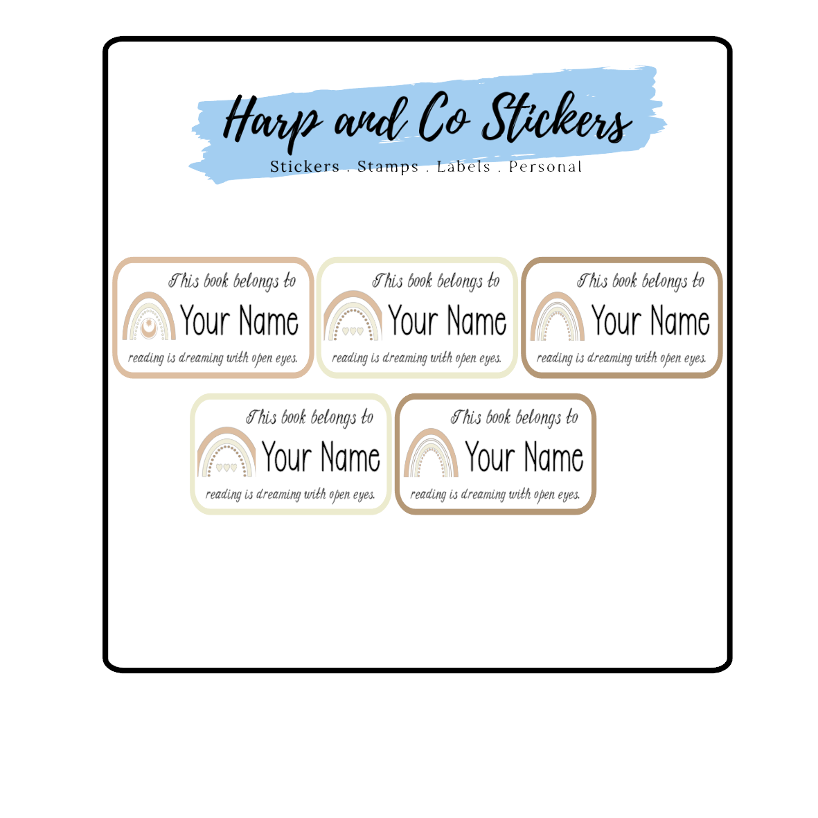 Boho Book Labels — Harp & Co Stickers
