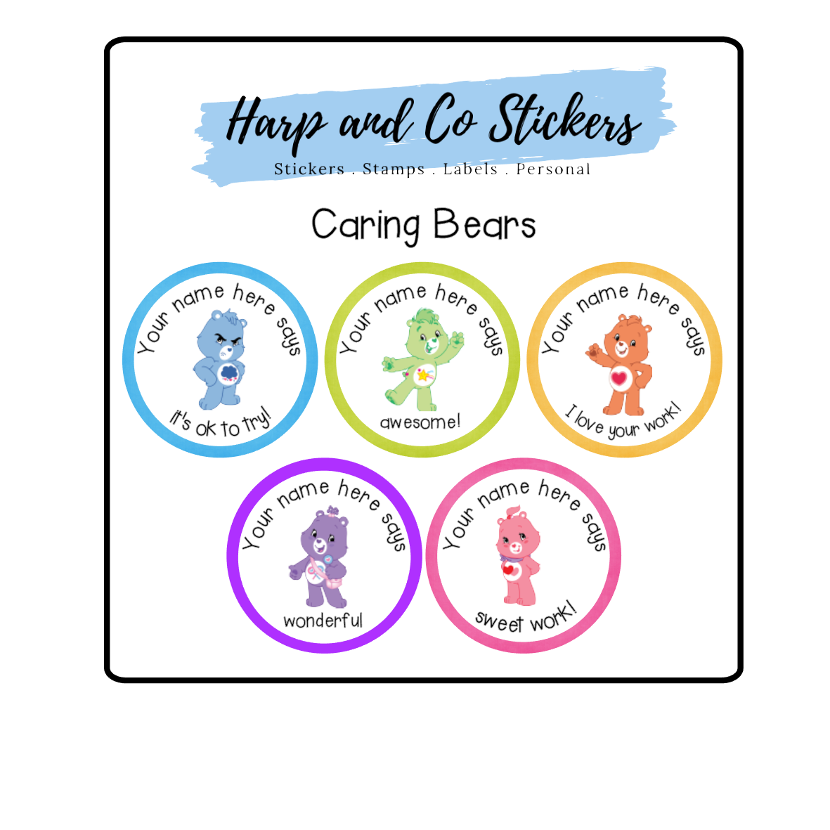 Caring Bears — Harp & Co Stickers