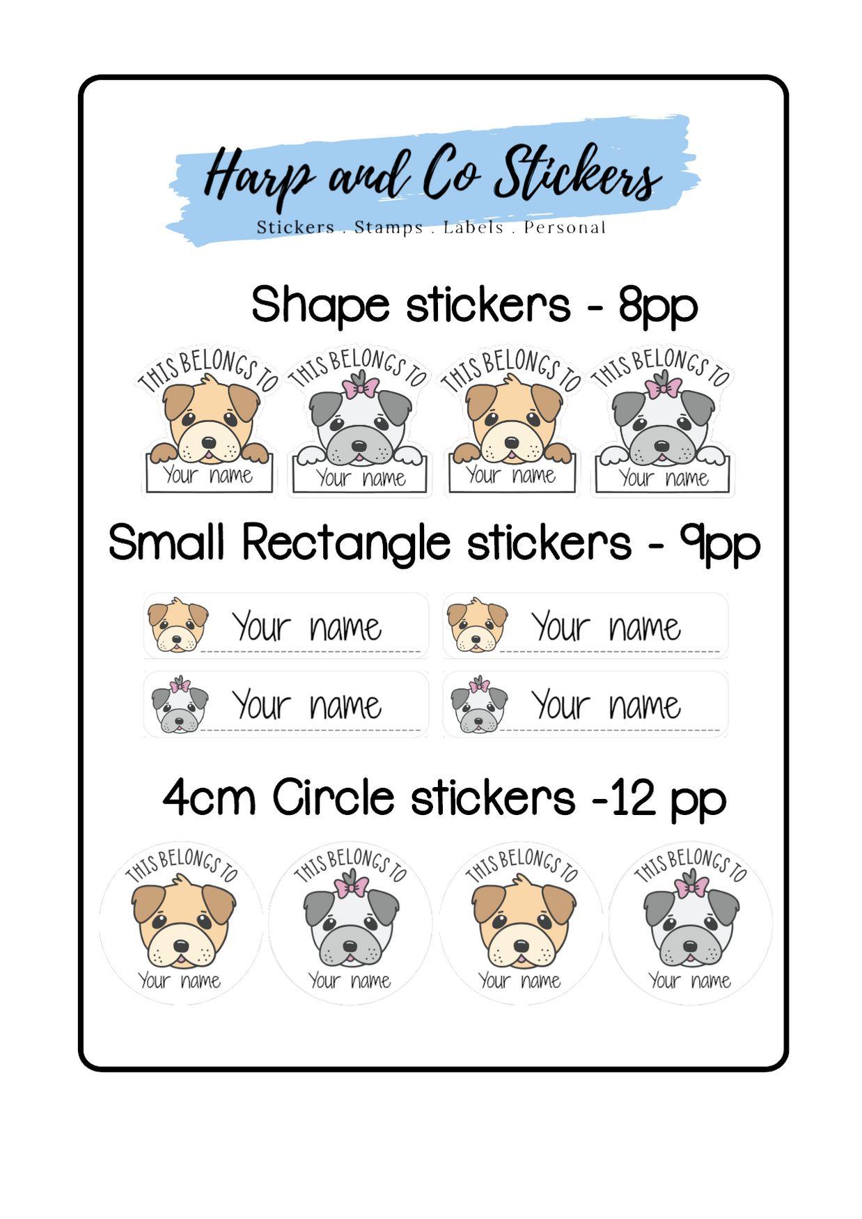 Dog Book Labels — Harp & Co Stickers
