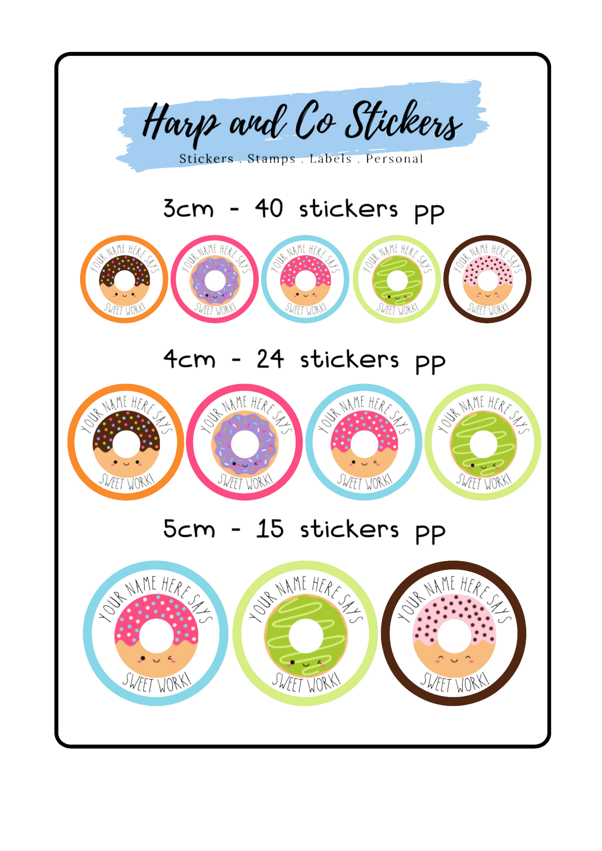 Donut - Sweet Work! — Harp & Co Stickers