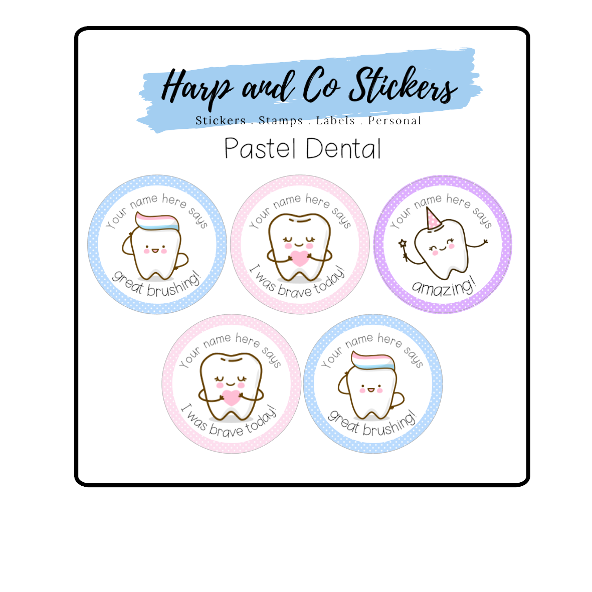 Pastel Dental — Harp & Co Stickers
