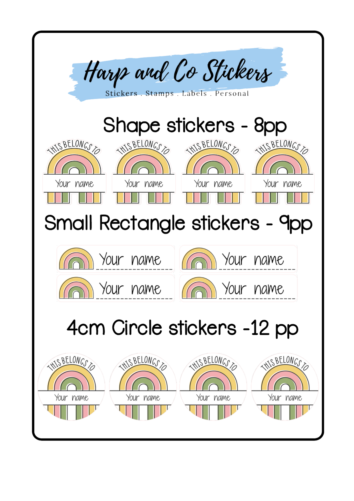 Rainbow Book Labels — Harp & Co Stickers