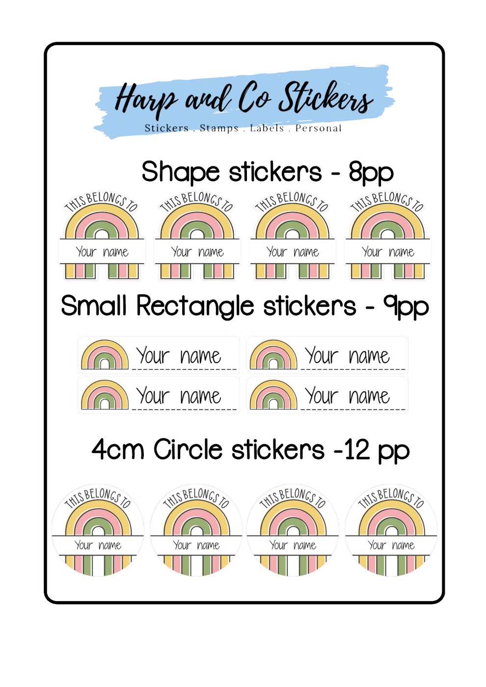 Rainbow Book Labels — Harp & Co Stickers