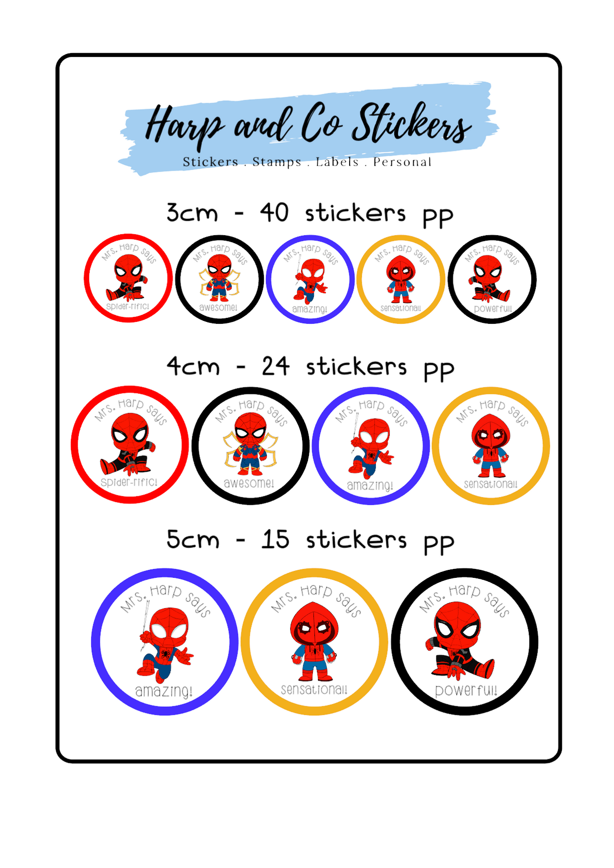 Spider Hero — Harp & Co Stickers